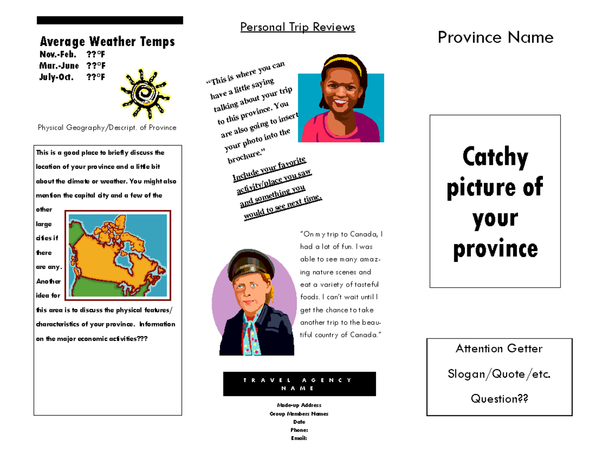 Travel Brochure Example: Avg Weather & Physical Features of Province ...