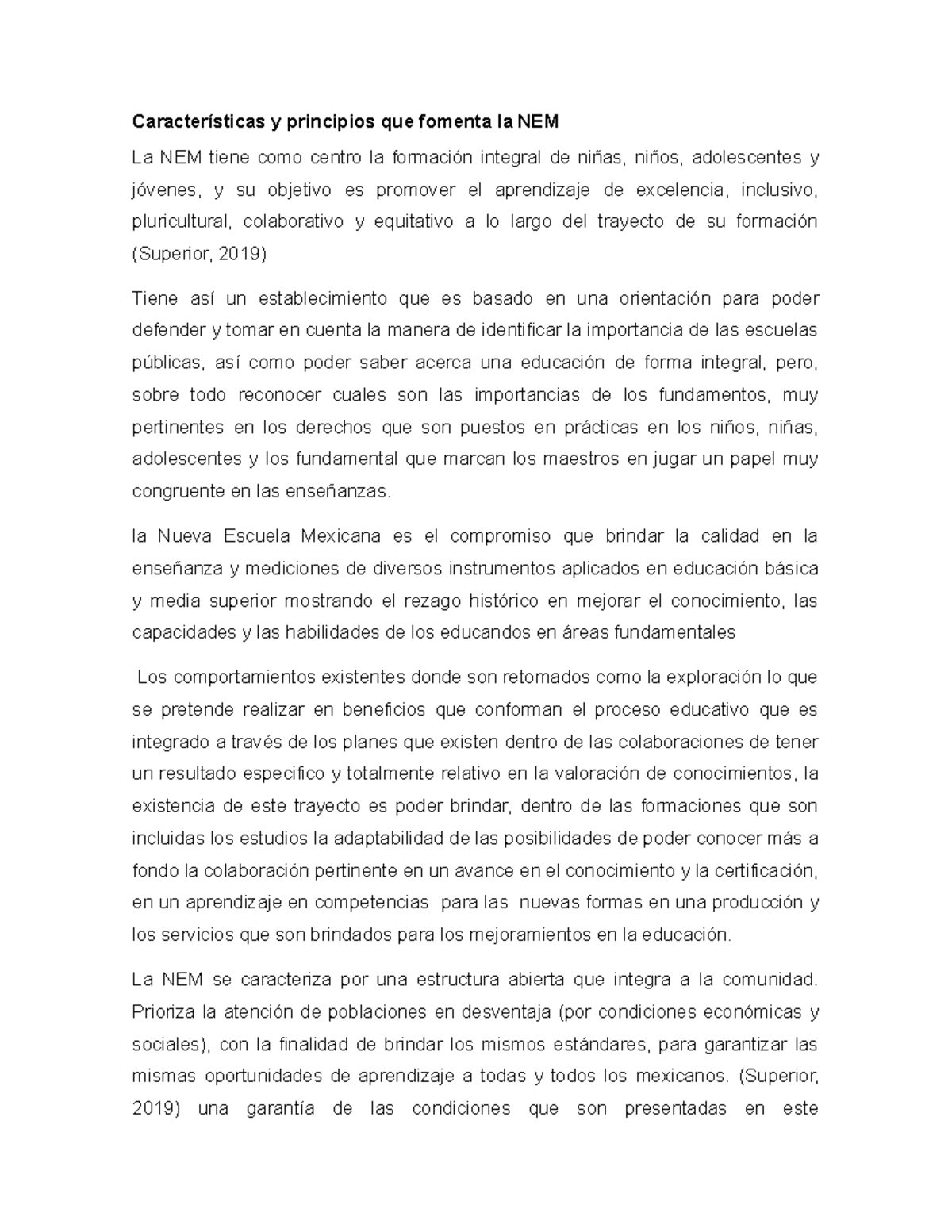 Características y Principios de la Nueva Escuela Mexicana (NEM) - Studocu