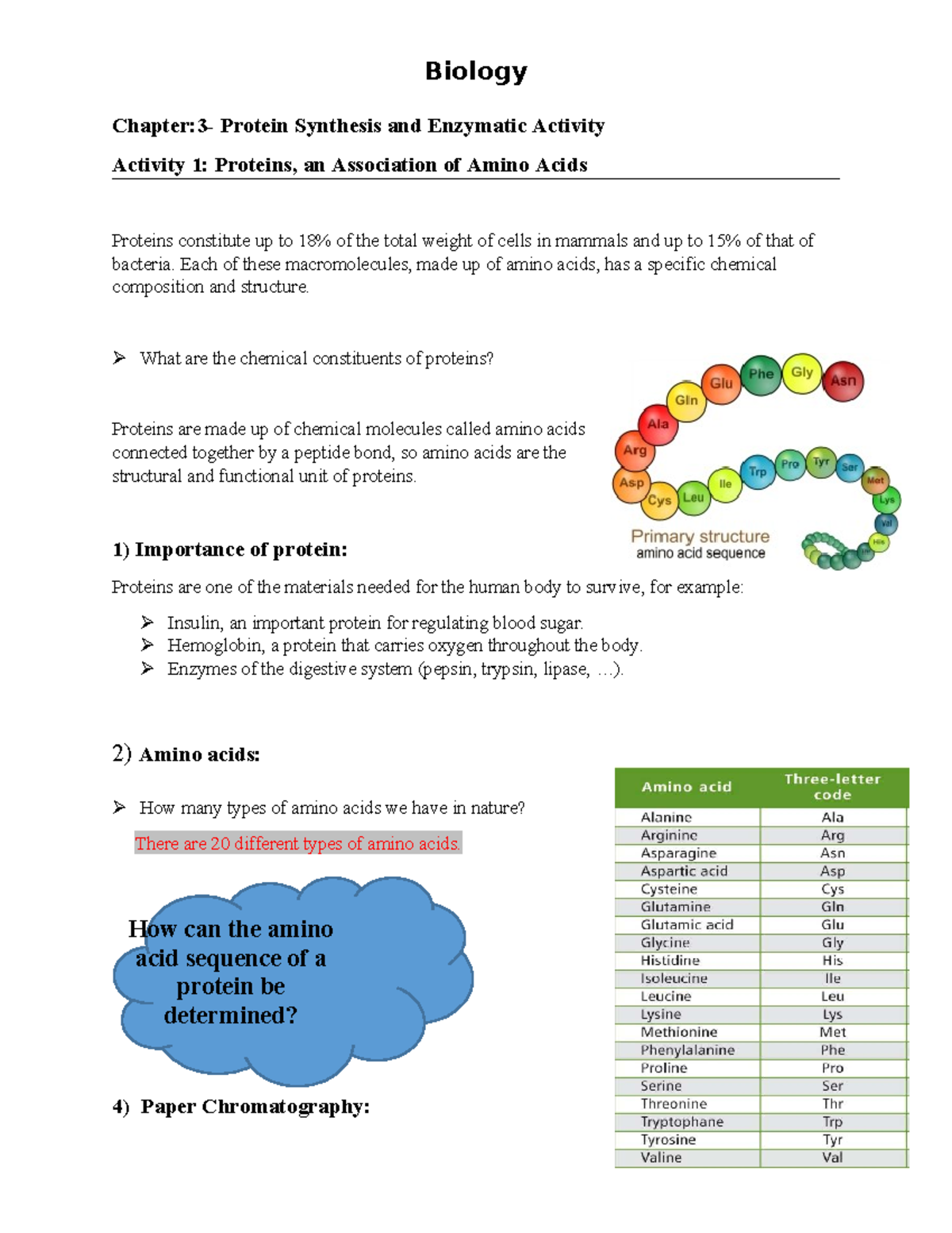 Biology Lesson Plan: Protein Synthesis & Enzymatic Activity Overview ...