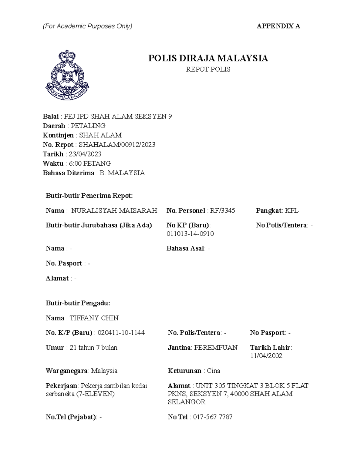 Sample Report Polis for Remand Application (Shah Alam IPD) - Studocu