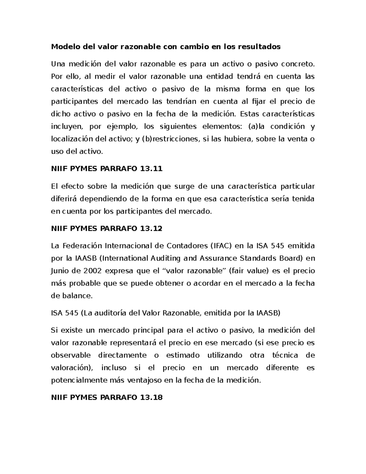 Modelo de Valor Razonable y su Impacto en Resultados según NIIF PYMES ...