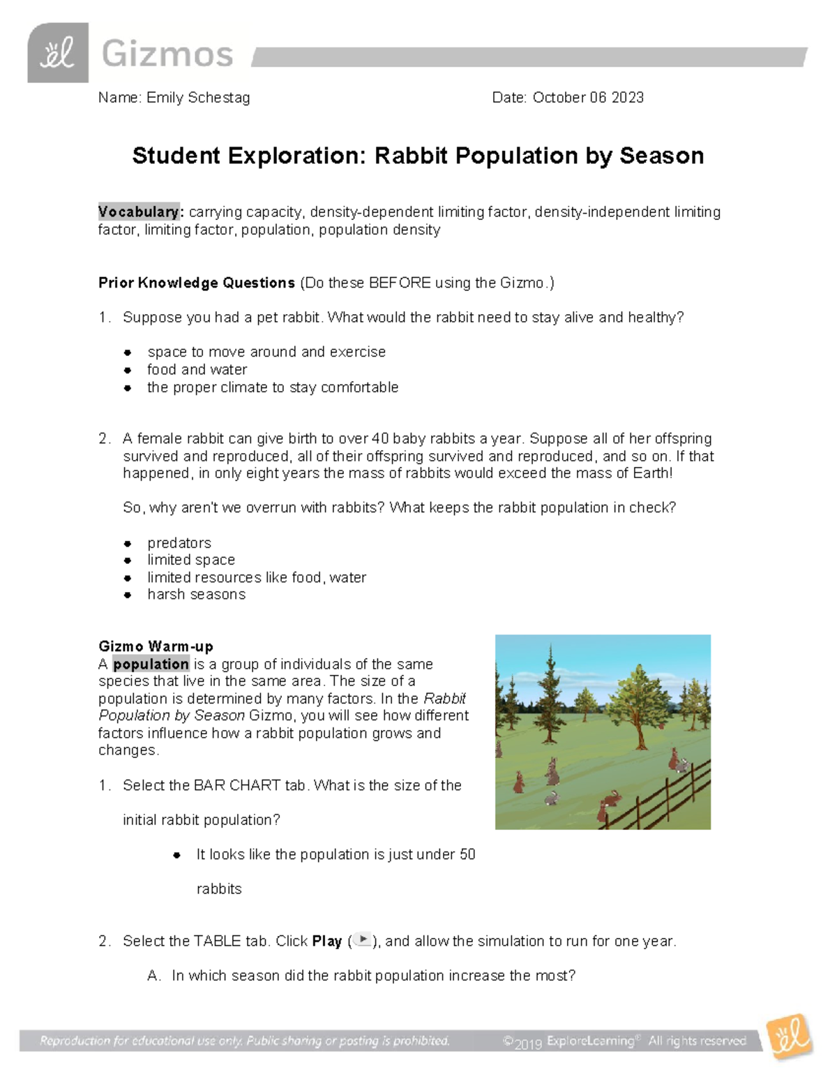 3-3 Rabbit Population Lab Assignment: Seasons & Limiting Factors - Studocu