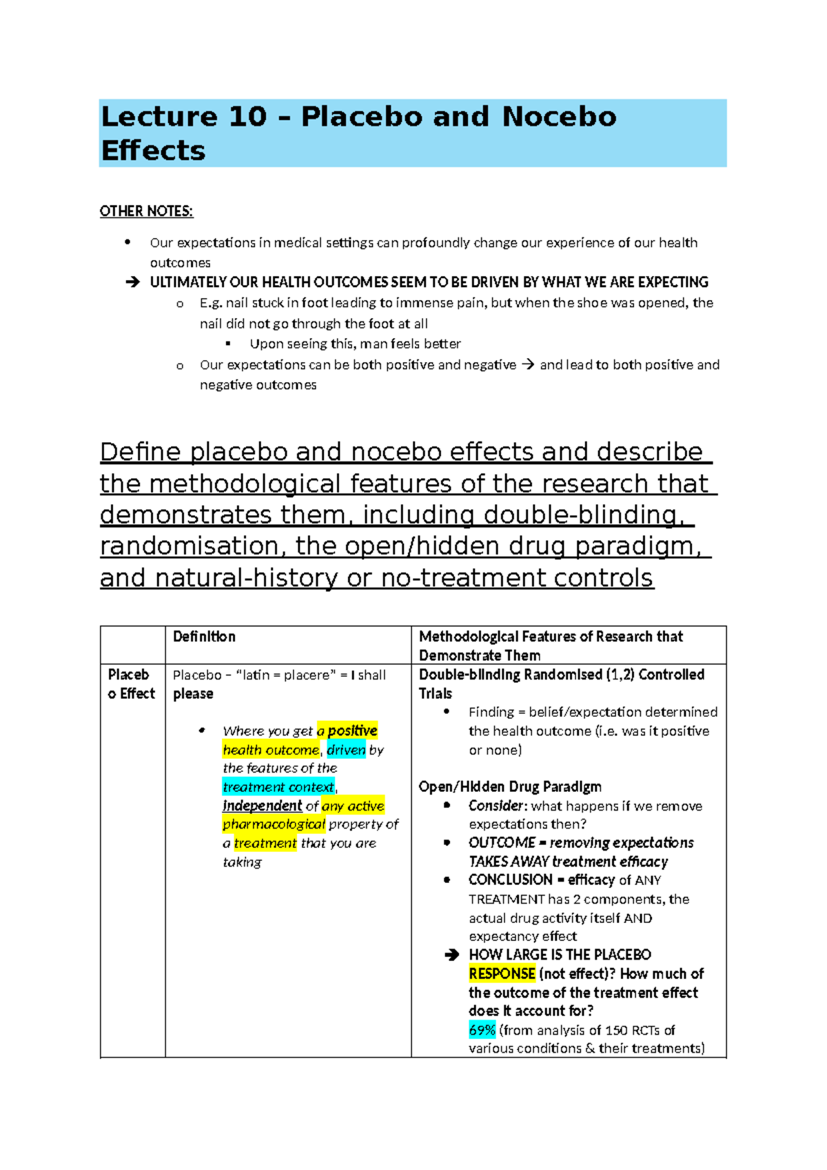 Lecture 10: Understanding Placebo and Nocebo Effects in Health Outcomes ...