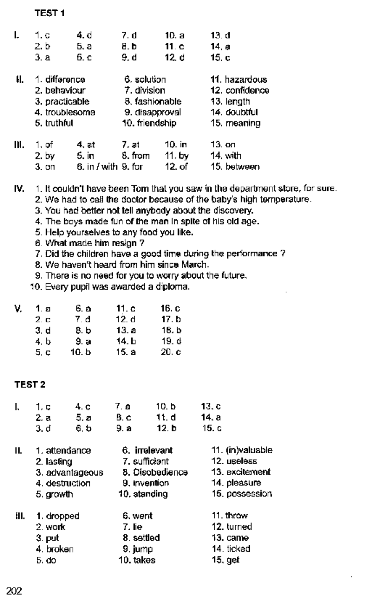 English Advanced Vocabulary Answer Keys - Tests 1 to 17 Summary - Studocu