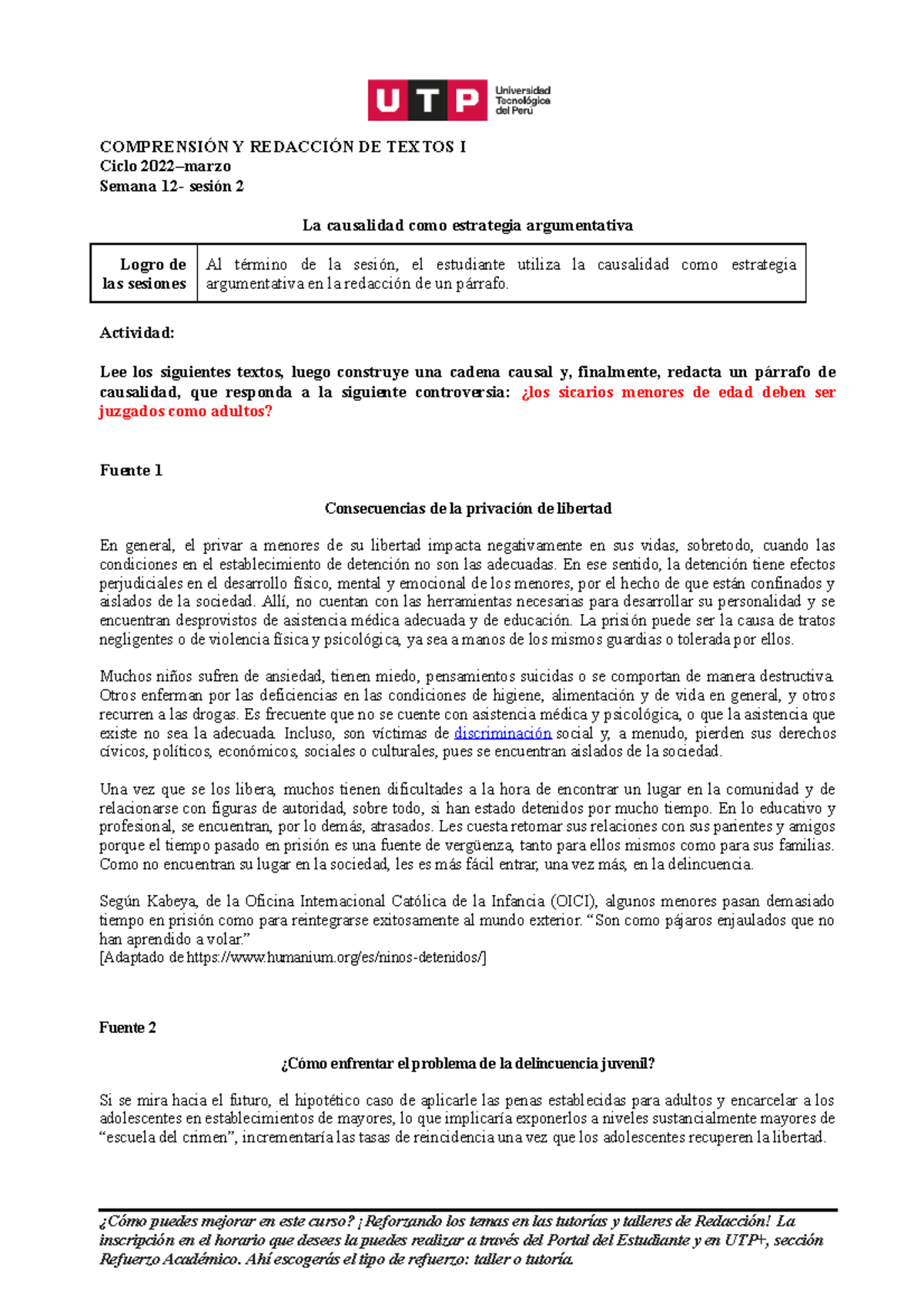 Causalidad en la Redacción Argumentativa: Esquema y Párrafo (Comp. I ...