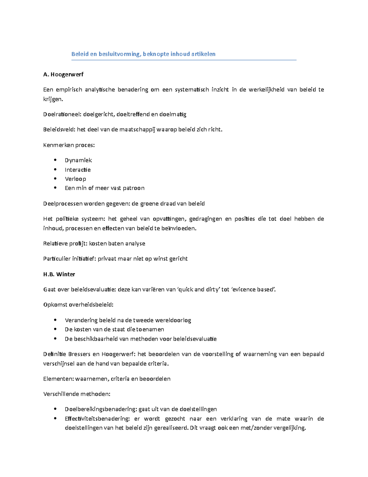 Samenvatting Beleid en Besluitvorming: Analyse en Kernconcepten ...