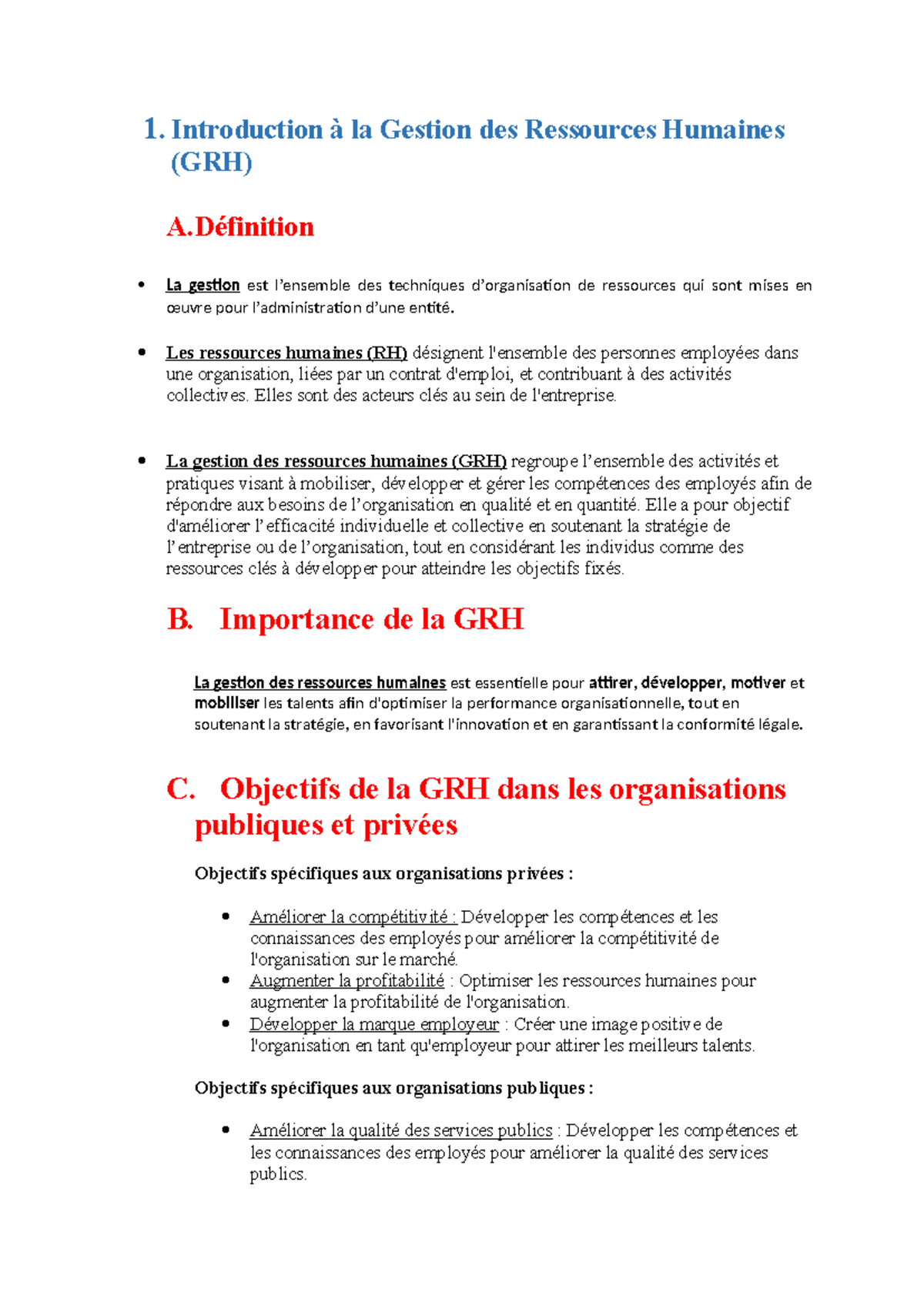 Gestion des Ressources Humaines realisation du plan CMI - 1 ...