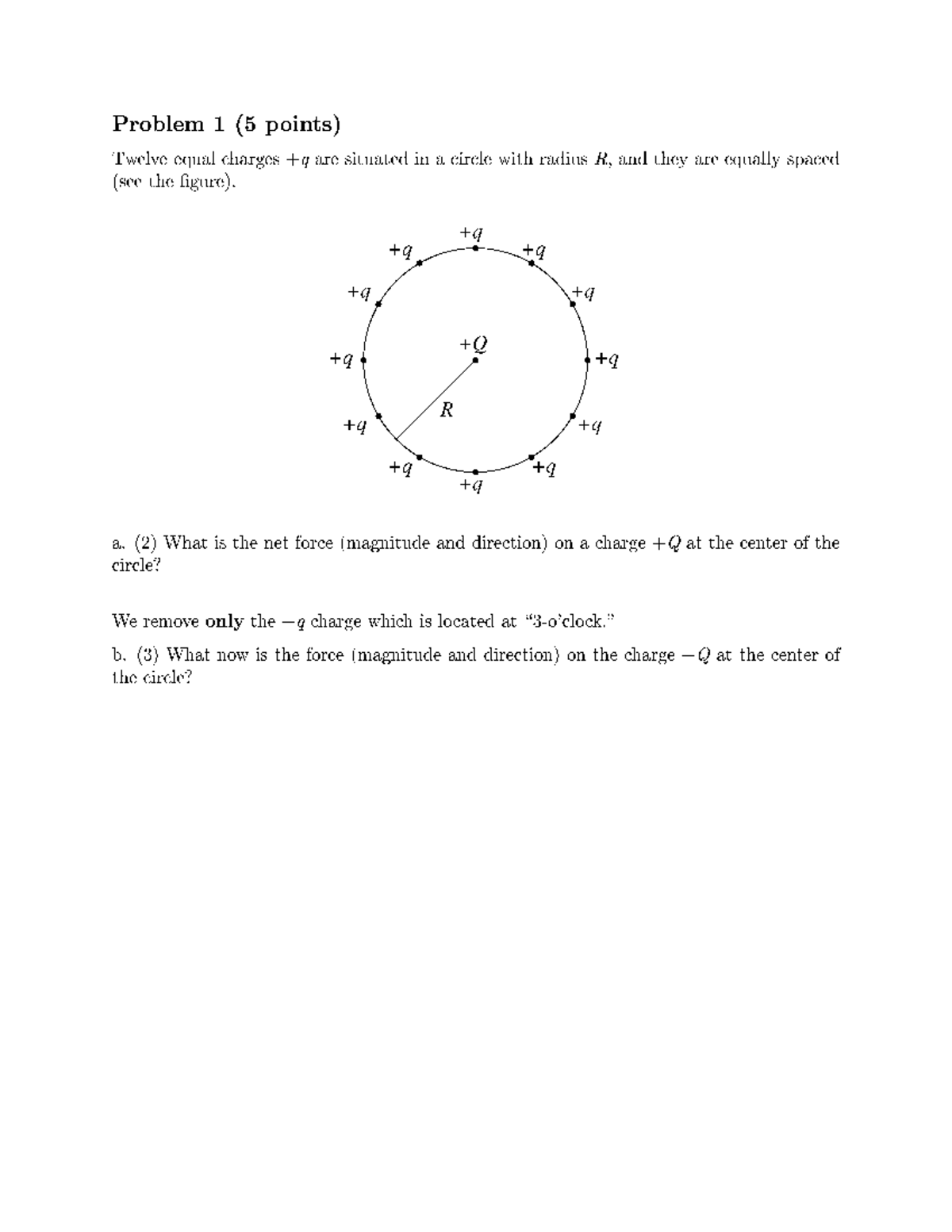 Electricity and magnetism Physics 2 Final Exam - Problem 1 (5 points ...