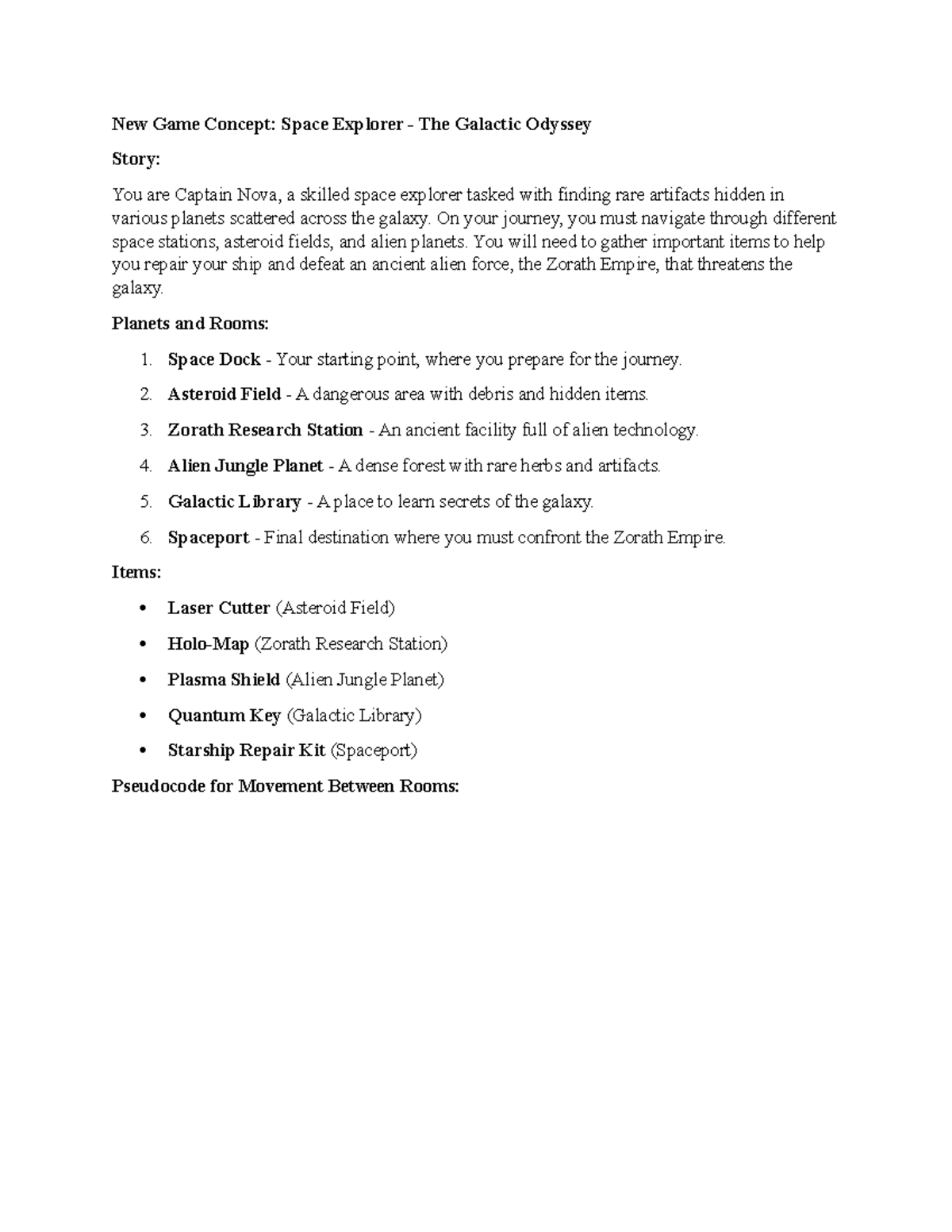 Game Design Document: Space Explorer - Galactic Odyssey Concept - Studocu