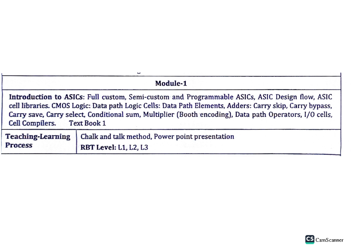 Advanced VLSI Module 1 - ASIC Design Concepts and CMOS Logic - Studocu