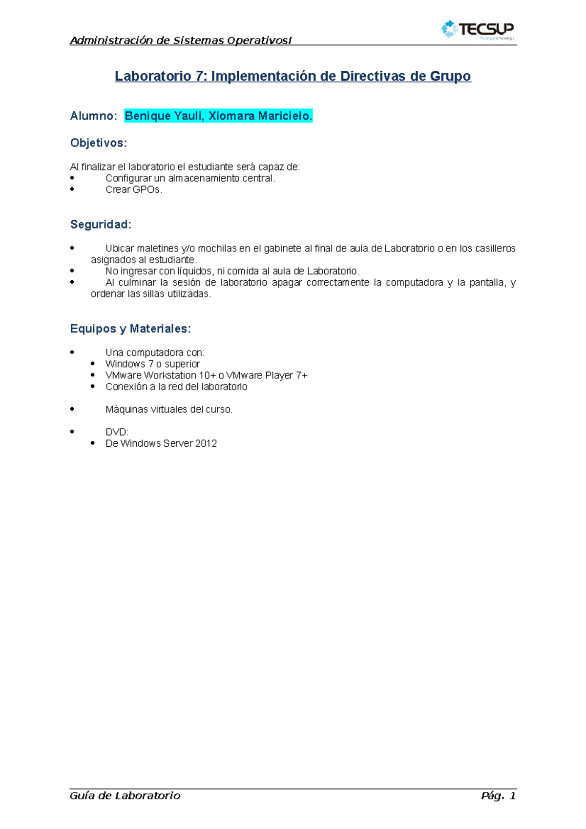 Lab07: Implementación de GPOs y Almacenamiento Centralizado - Studocu