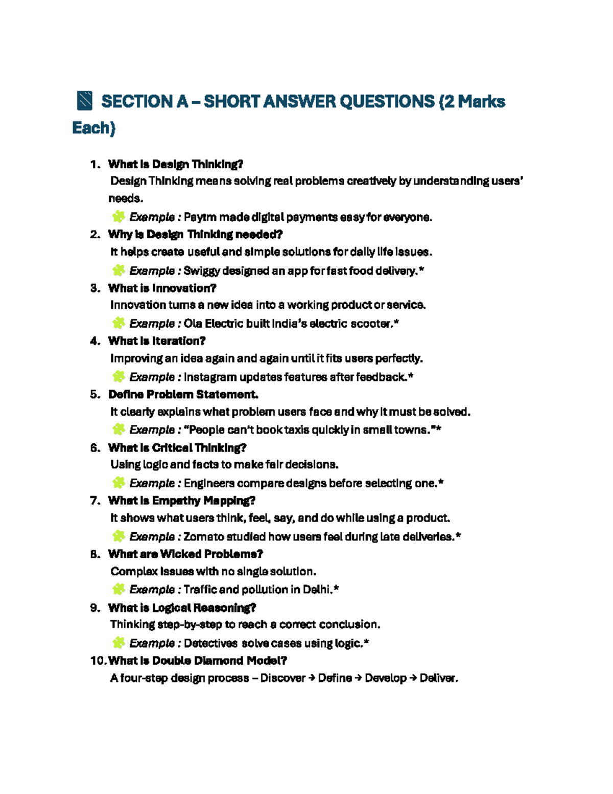 Design Thinking Quick Notes: Key Concepts & Applications - Studocu
