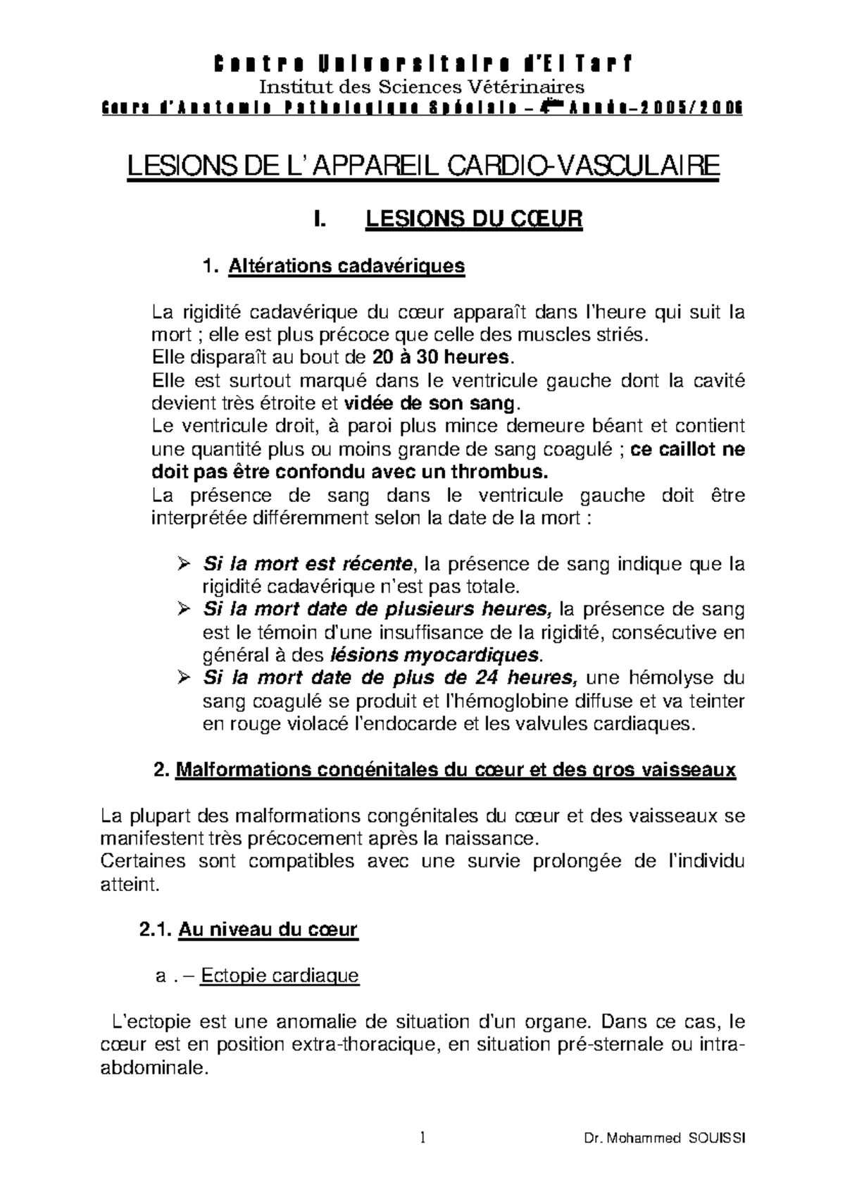 Lesions du Cœur Anapathologie – Cours 4AN - Studocu