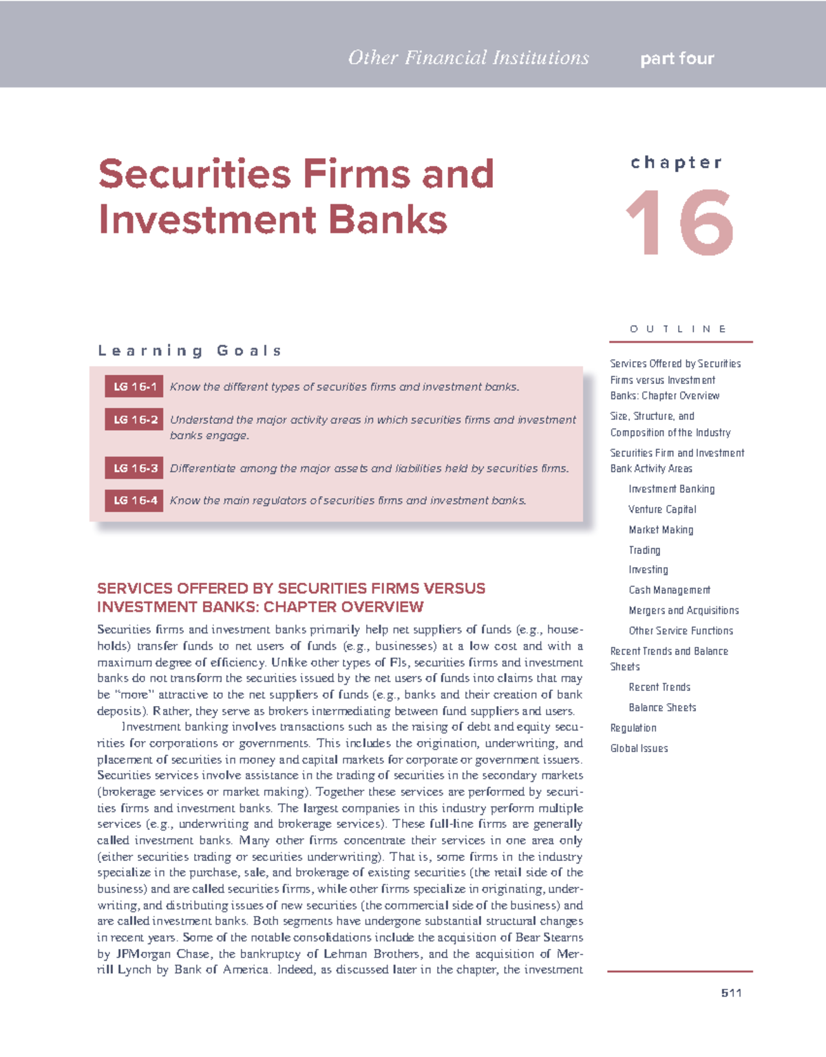 Chapter 16: Services by Securities Firms & Investment Banks - Overview ...