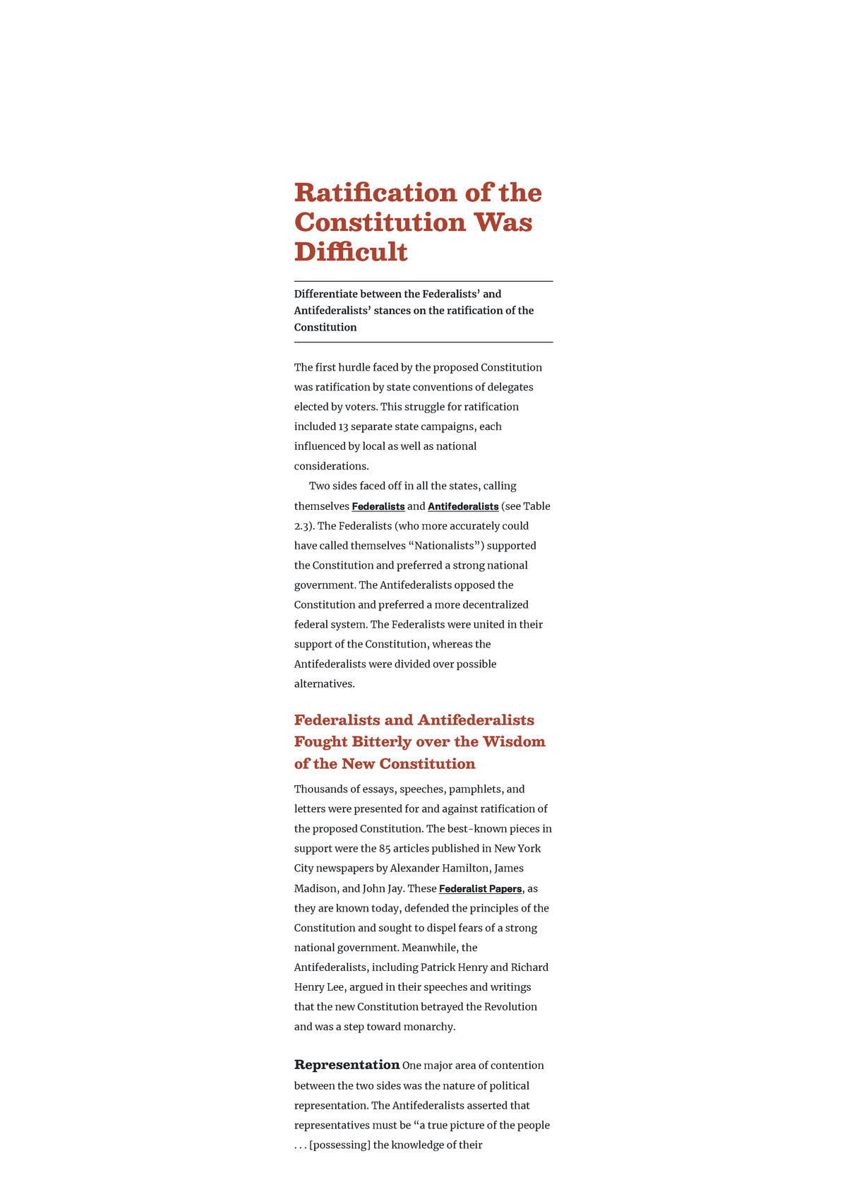 Federalists vs Antifederalists: The Ratification Debate of the U.S ...