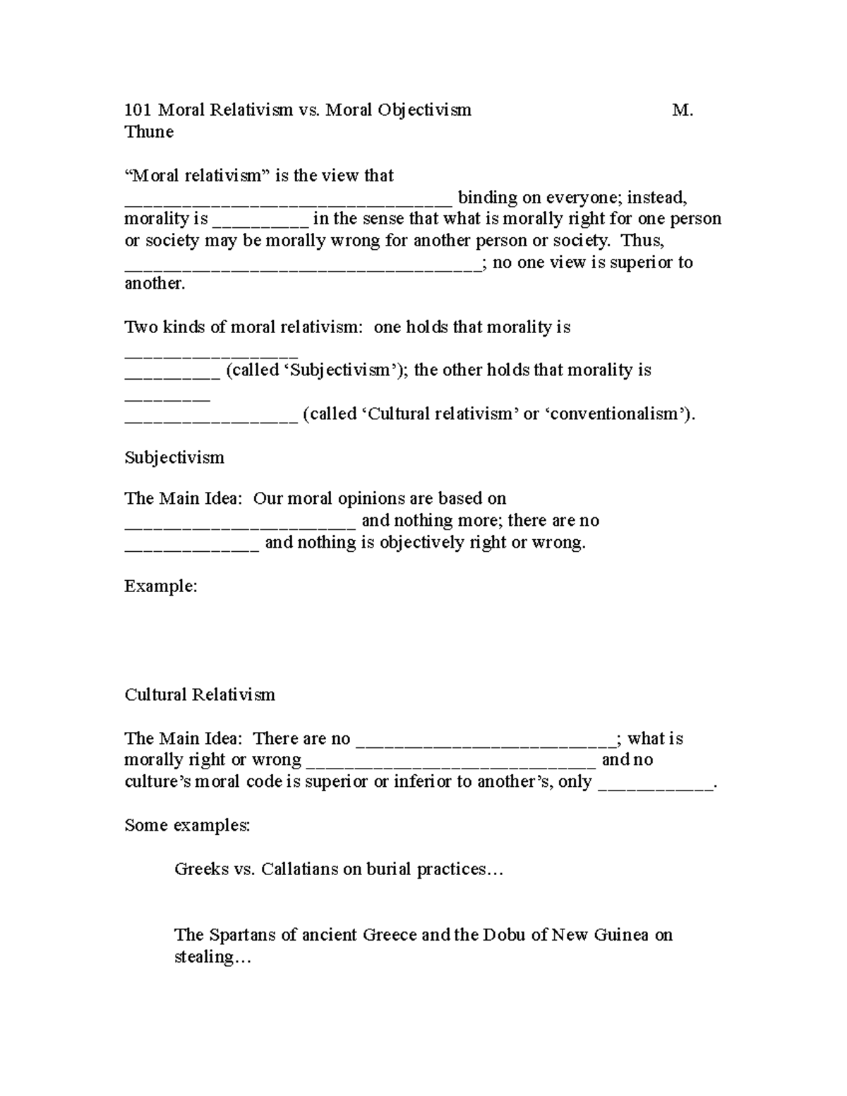 Philosophy 101: Analyzing Moral Relativism vs. Objectivism - Studocu