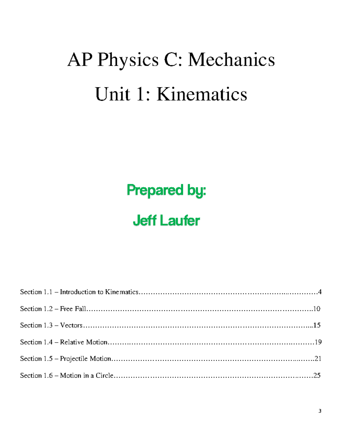 AP Physics C: Mechanics Final Exam Notes - Kinematics by Laufer - Studocu