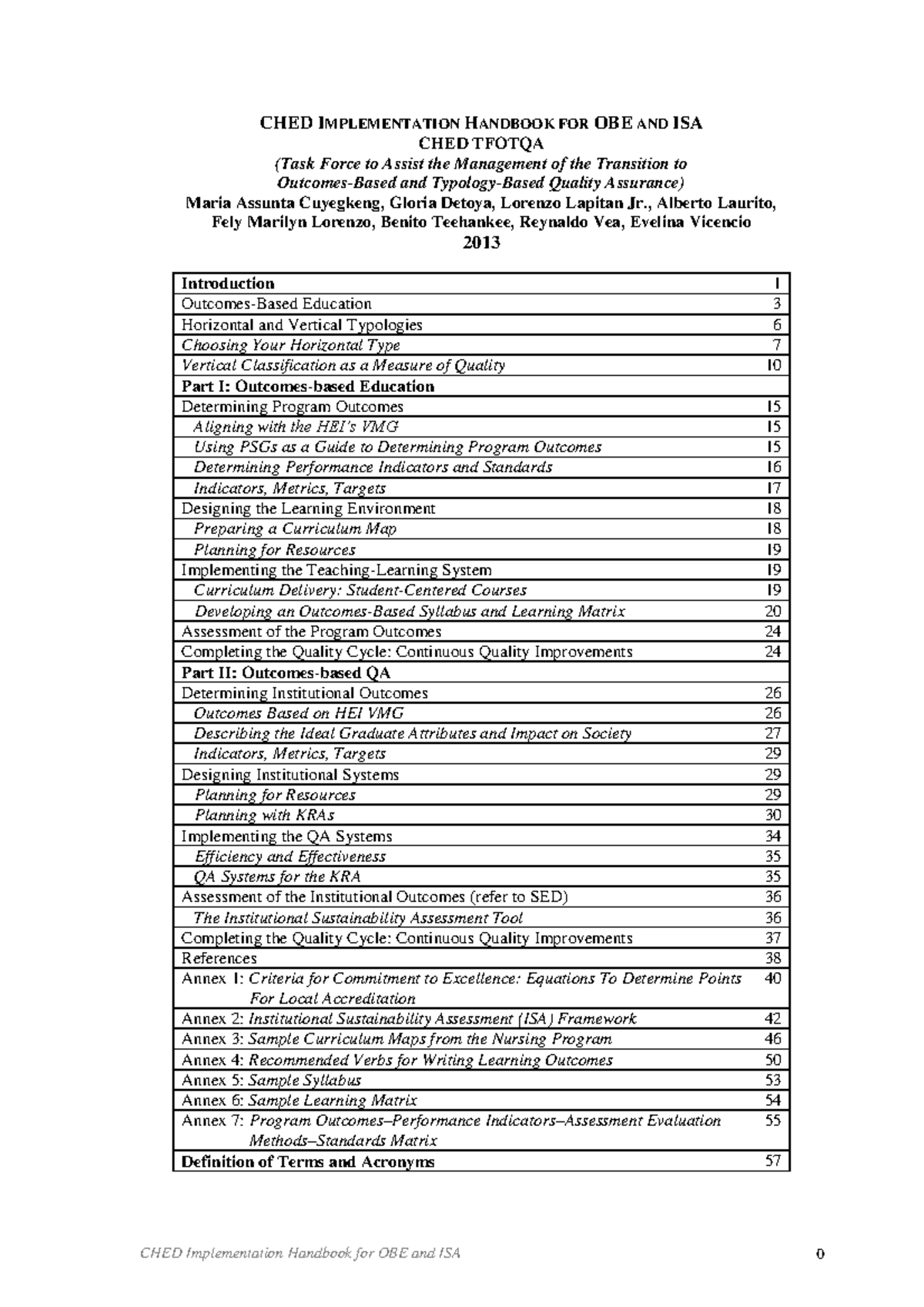 CHED Implementation Handbook for OBE and ISA: A Comprehensive Guide - Studocu