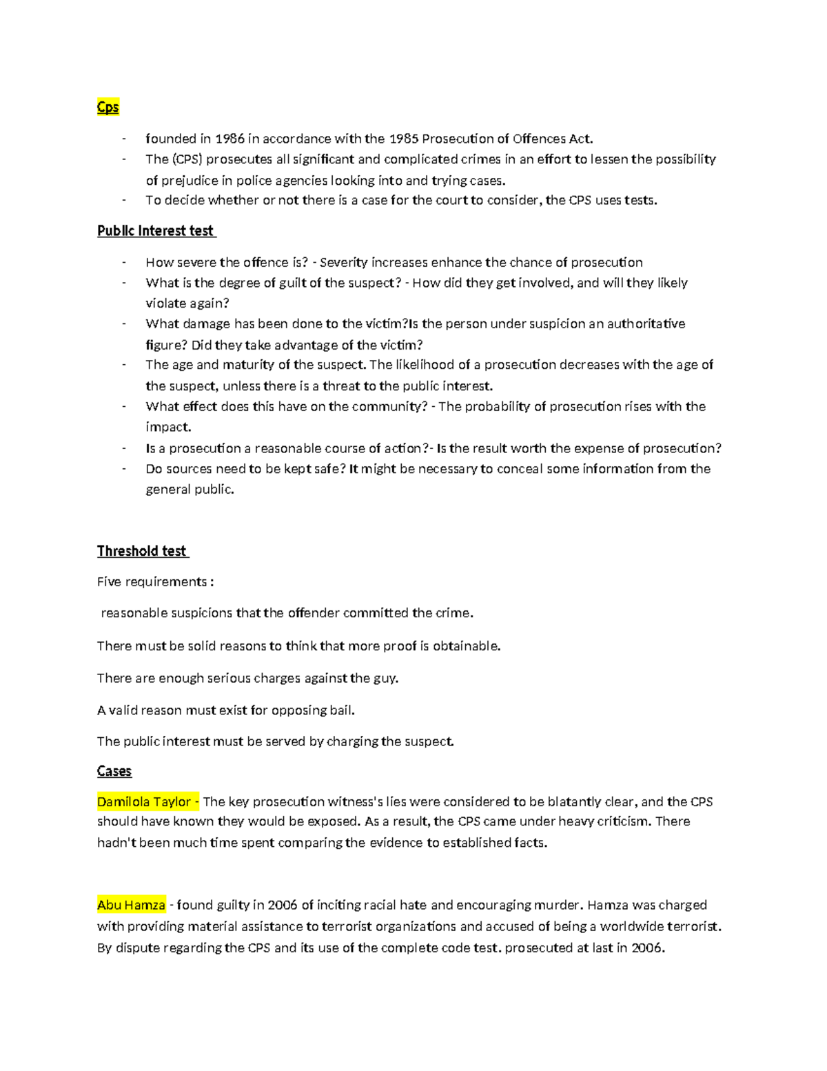 CPS Case Studies: Public Interest & Threshold Tests in Criminal ...