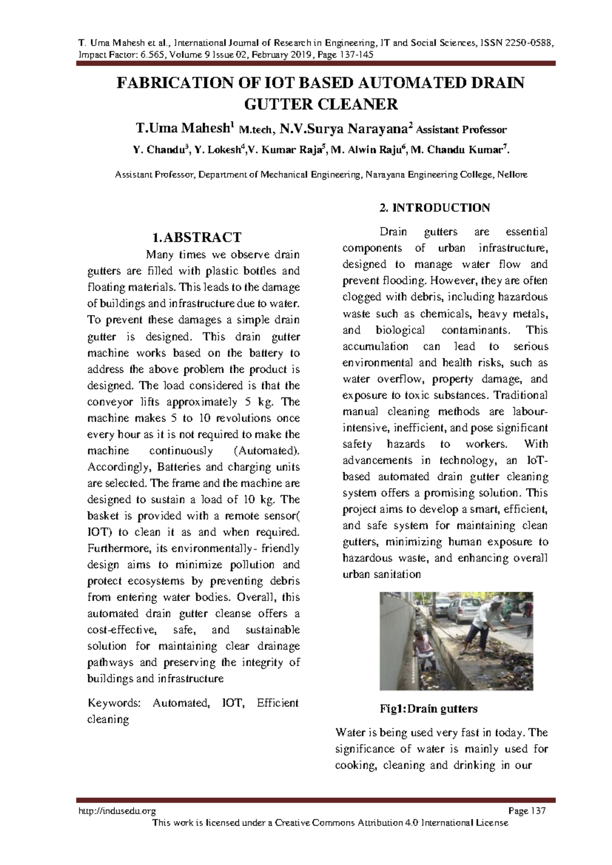 Ijreiss 4269 82671 - IoT-Based Automated Drain Gutter Cleaner Project ...