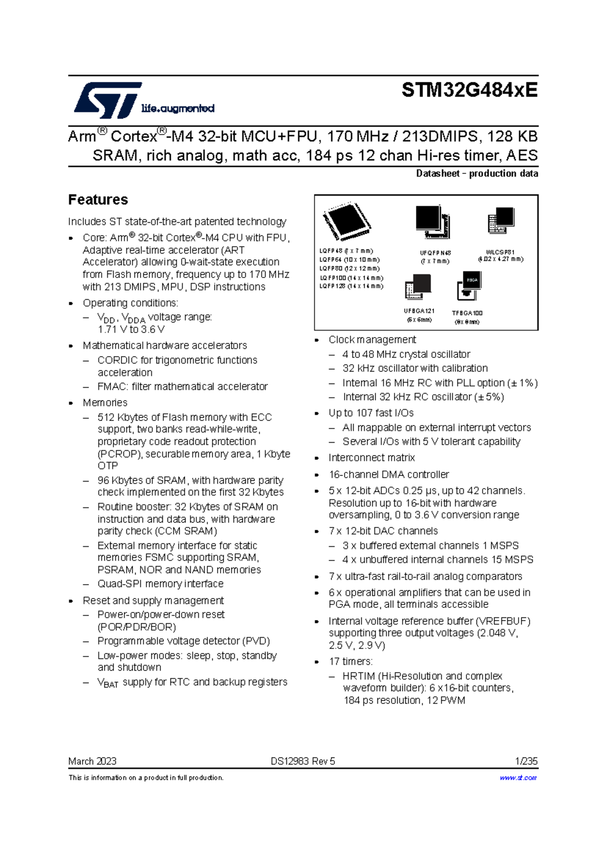 STM32G484xE Microcontroller Datasheet Overview - Studocu