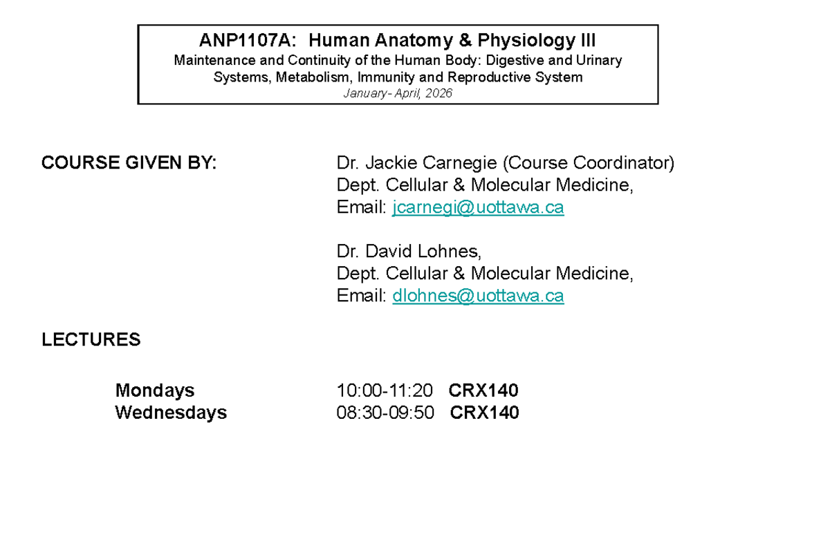 ANP1107A: Digestive System Lecture Notes - January 12, 2026 - Studocu
