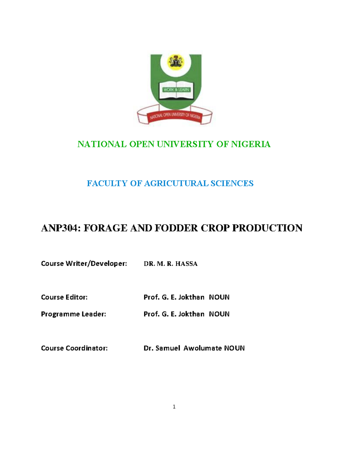 ANP304: Forage and Fodder Crops Production Overview and Management ...