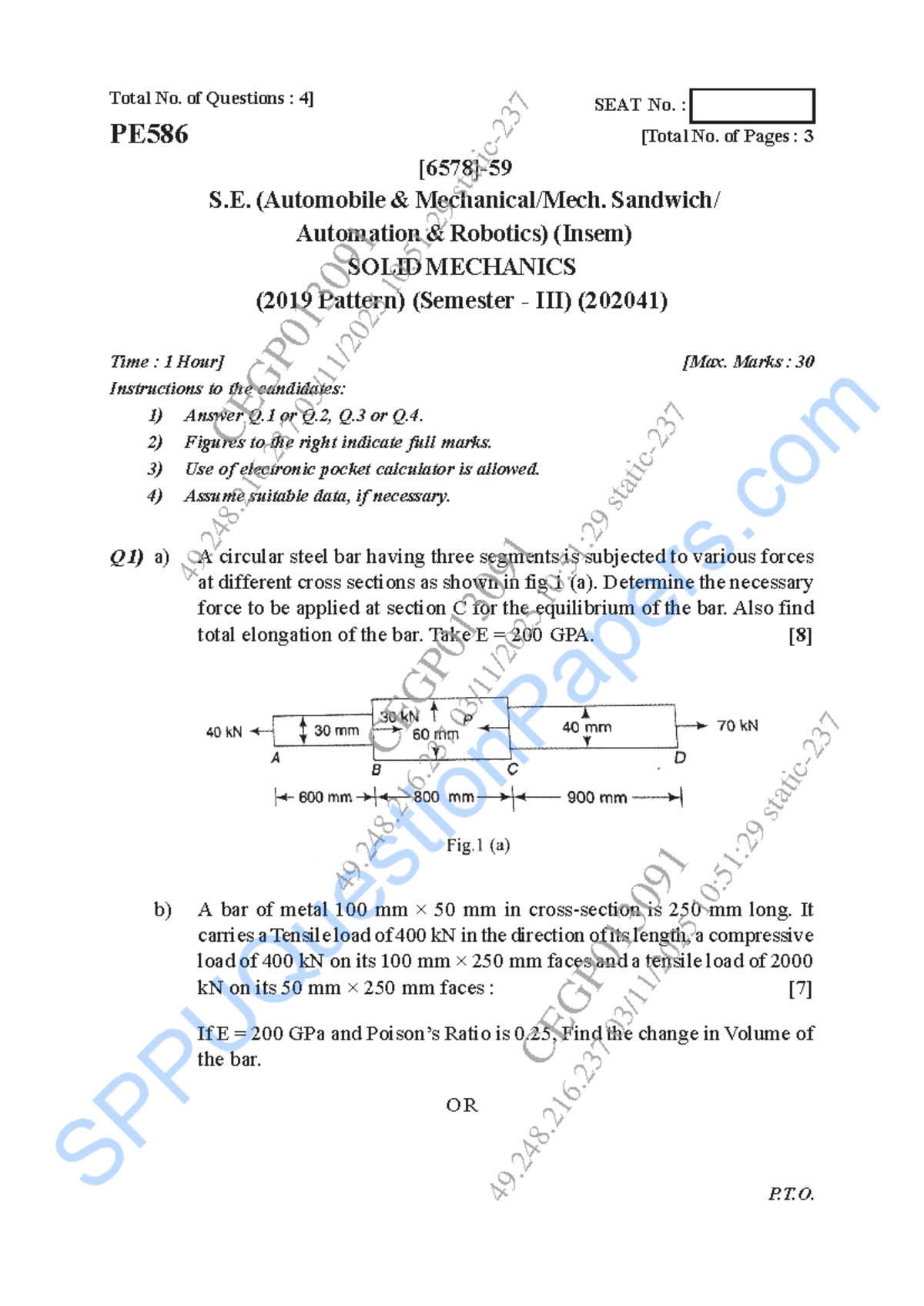 PE586 Solid Mechanics In-Semester Exam Notes (2019 Pattern) - Studocu