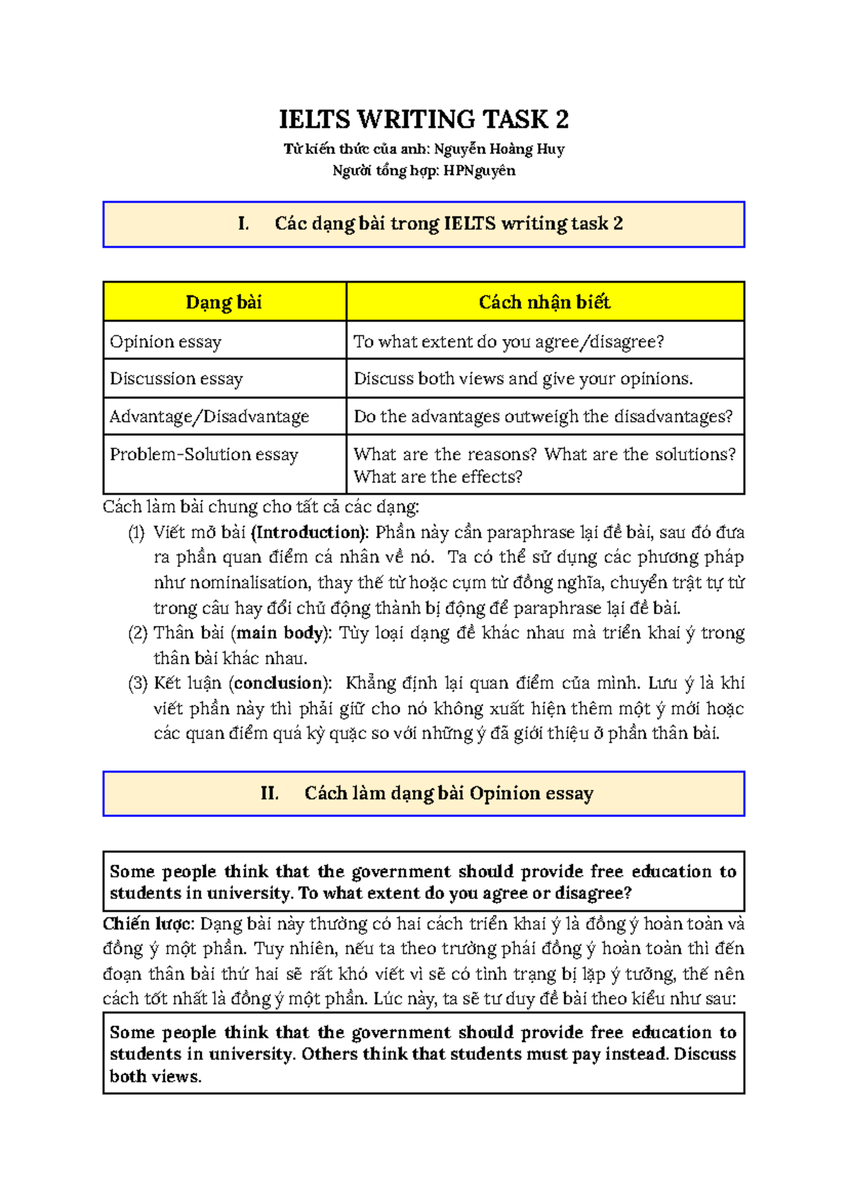 IELTS Writing Task 2 Strategies and Tips by Nguyễn Hoàng Huy - Studocu