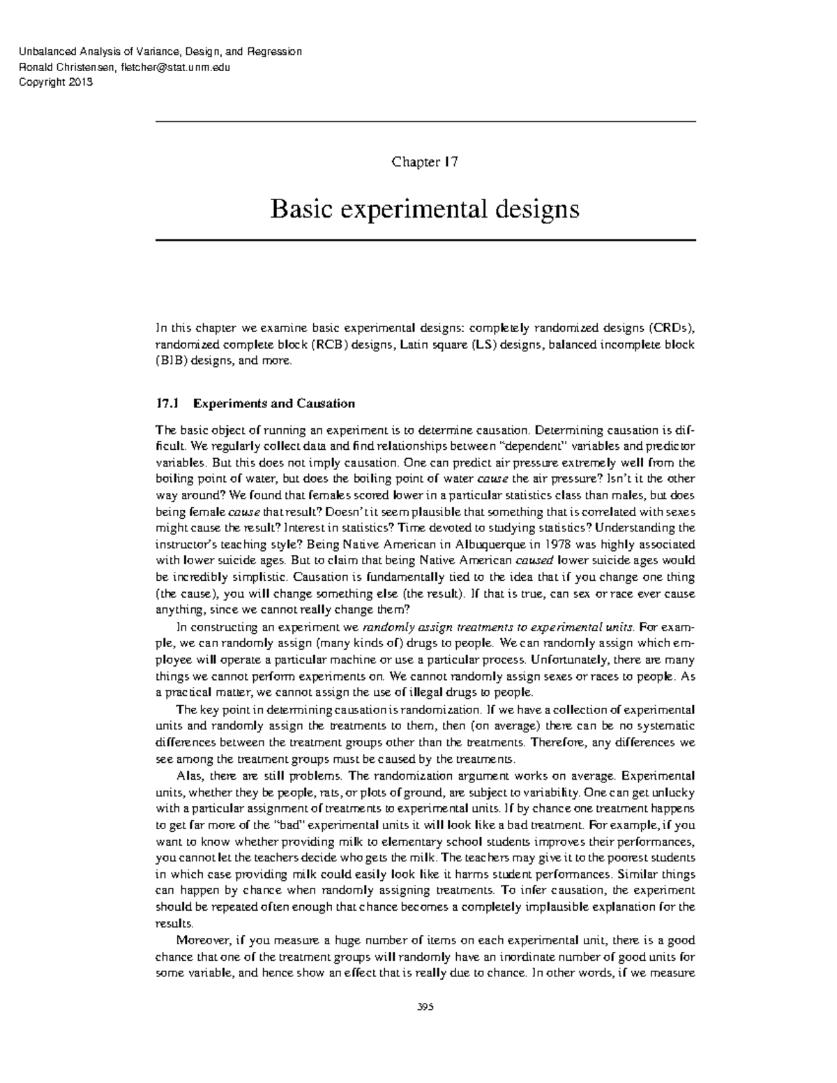 Chap17 - statistics - Chapter 17 Basic experimental designs In this chapter we examine basic ...