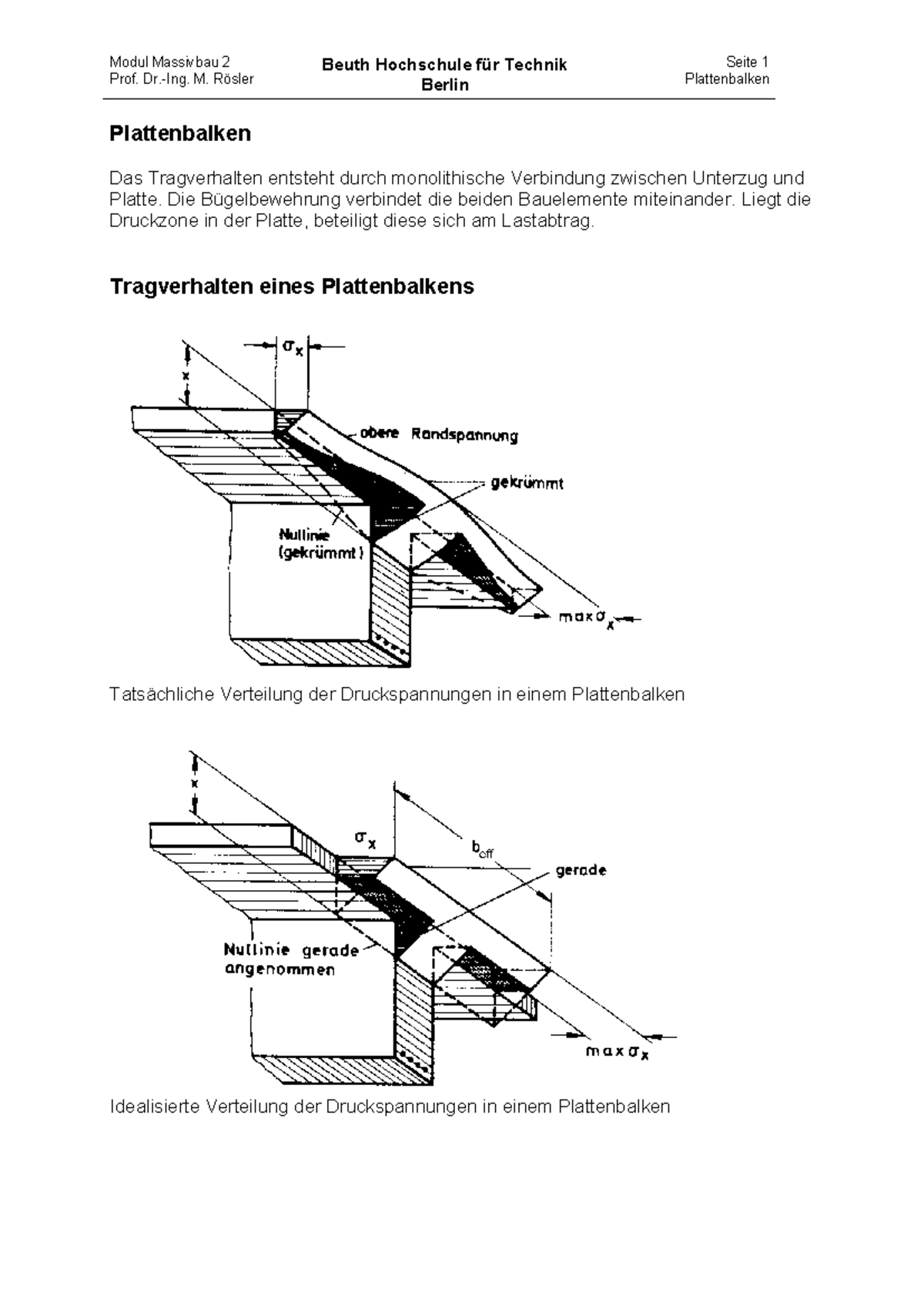 Plattenbalken EC - Modul Massivbau 2 Skript Zusammenfassung - Studocu