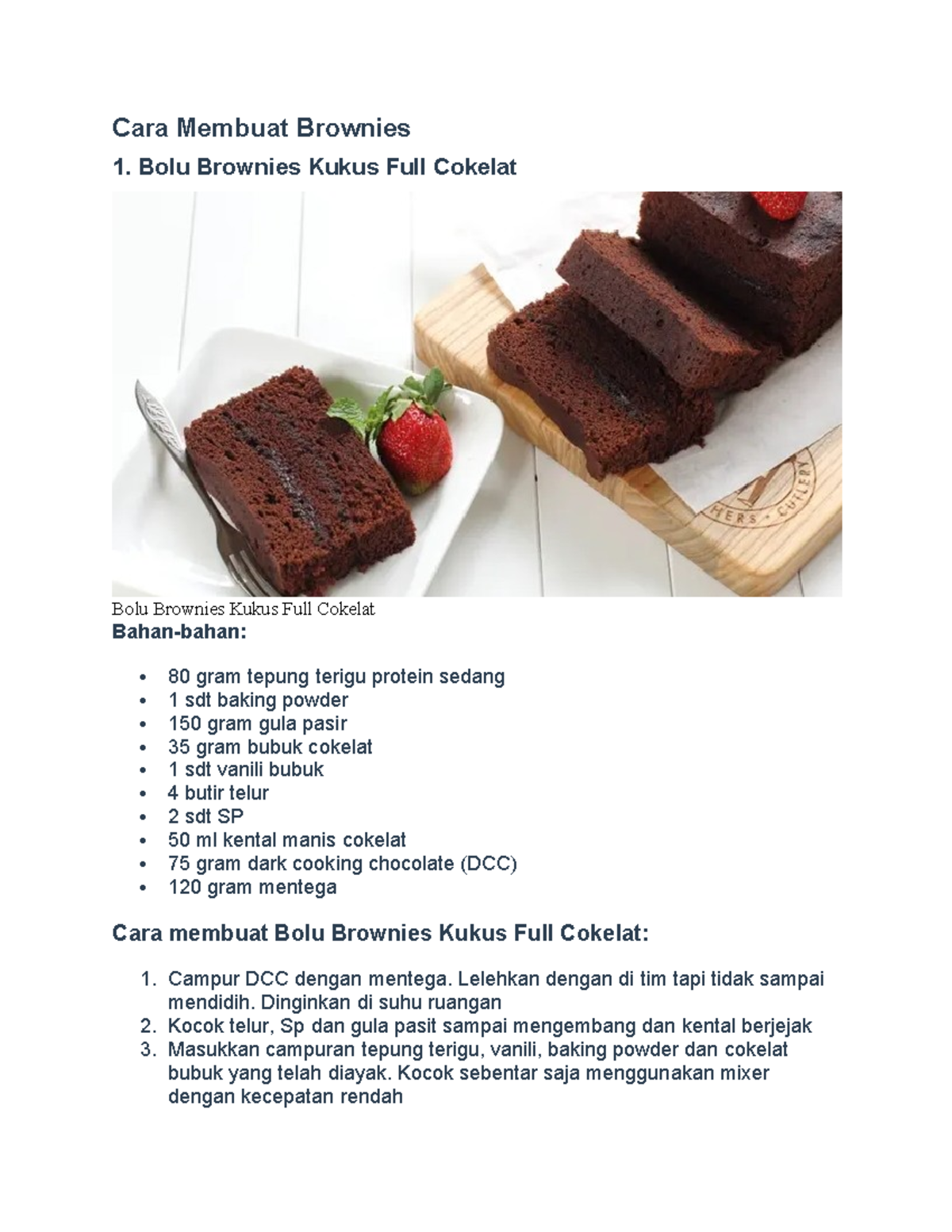 Resep Bolu Brownies Kukus Full Cokelat yang Lezat - Studocu