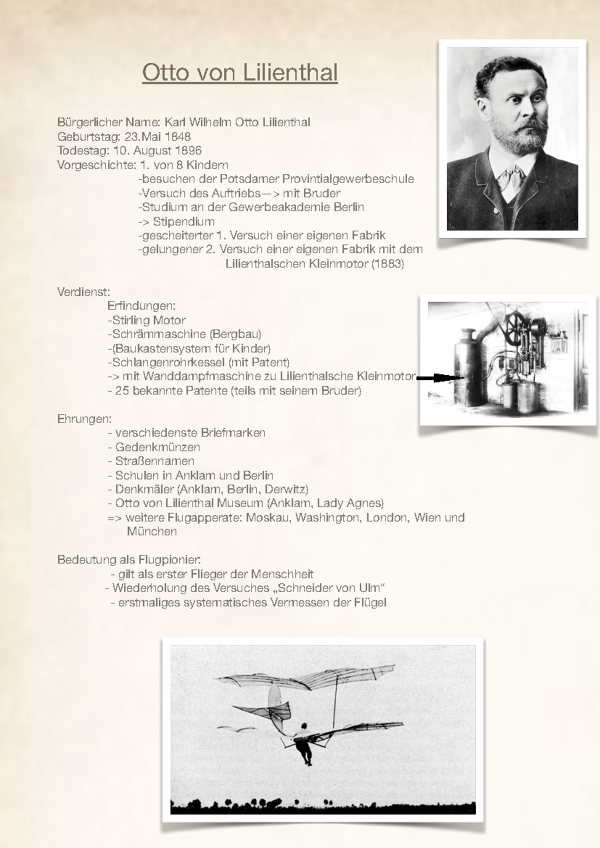 Otto von Lilienthal: Pionier des Flugs und seine Erfindungen - Studocu