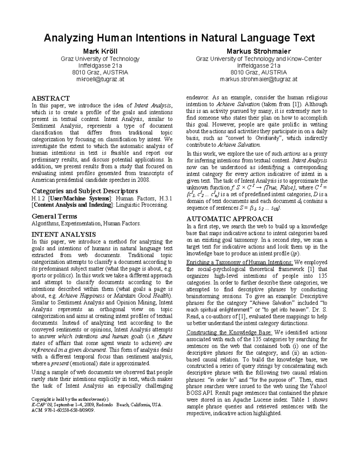 Analyzing Human Intentions in Text: A Study on Intent Analysis - Studocu