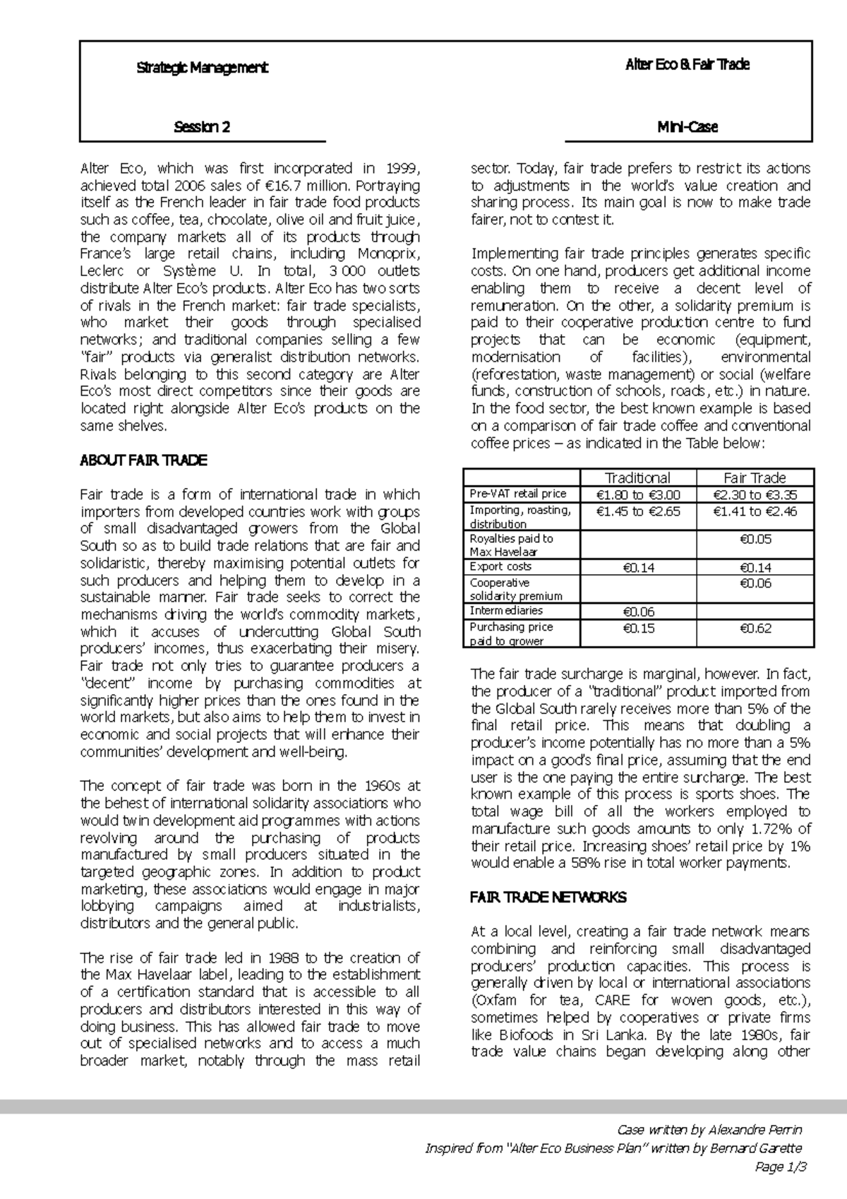 Mini-Case Study on Alter Eco and Fair Trade Strategies in Mgt. - Studocu