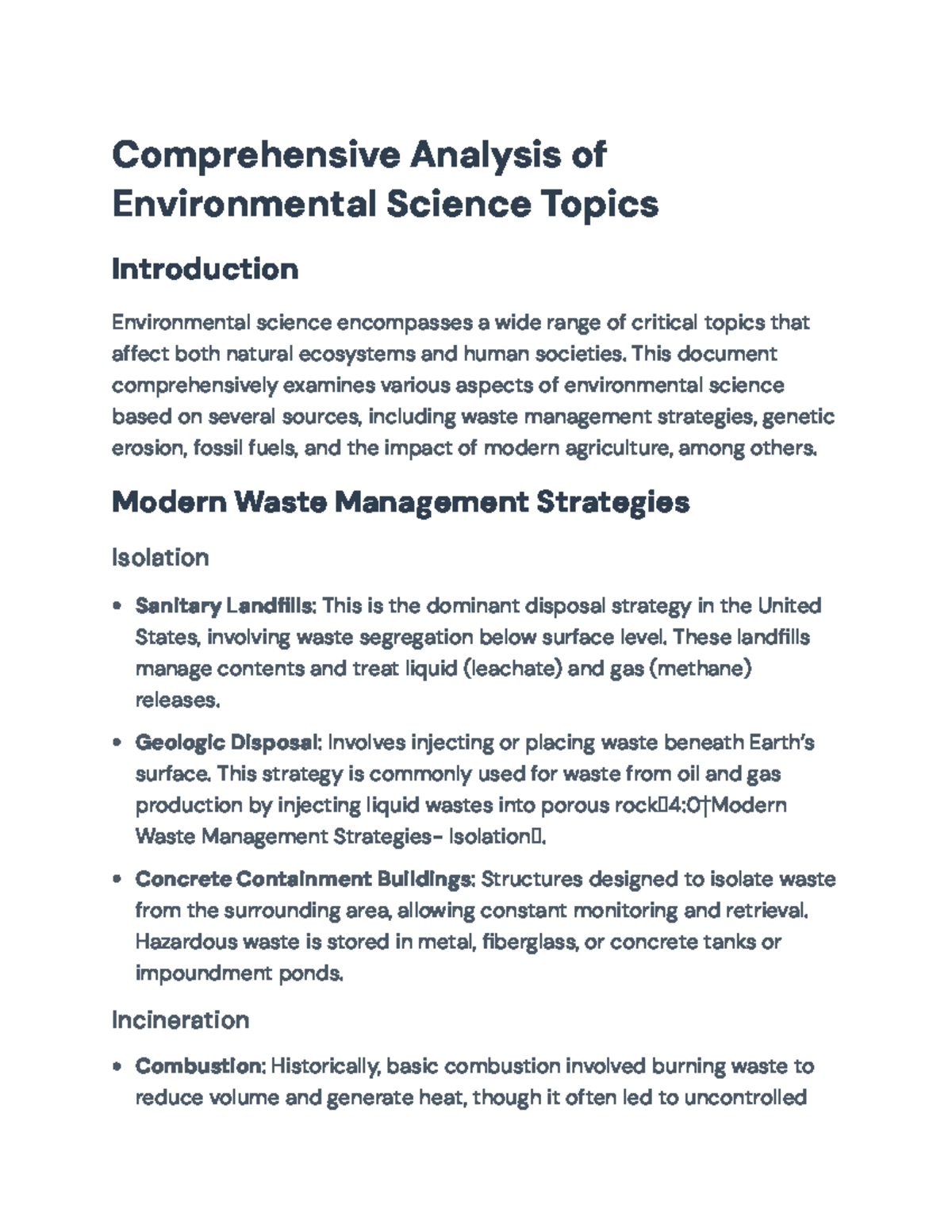 Comprehensive Overview of Environmental Science Topics and Issues ...