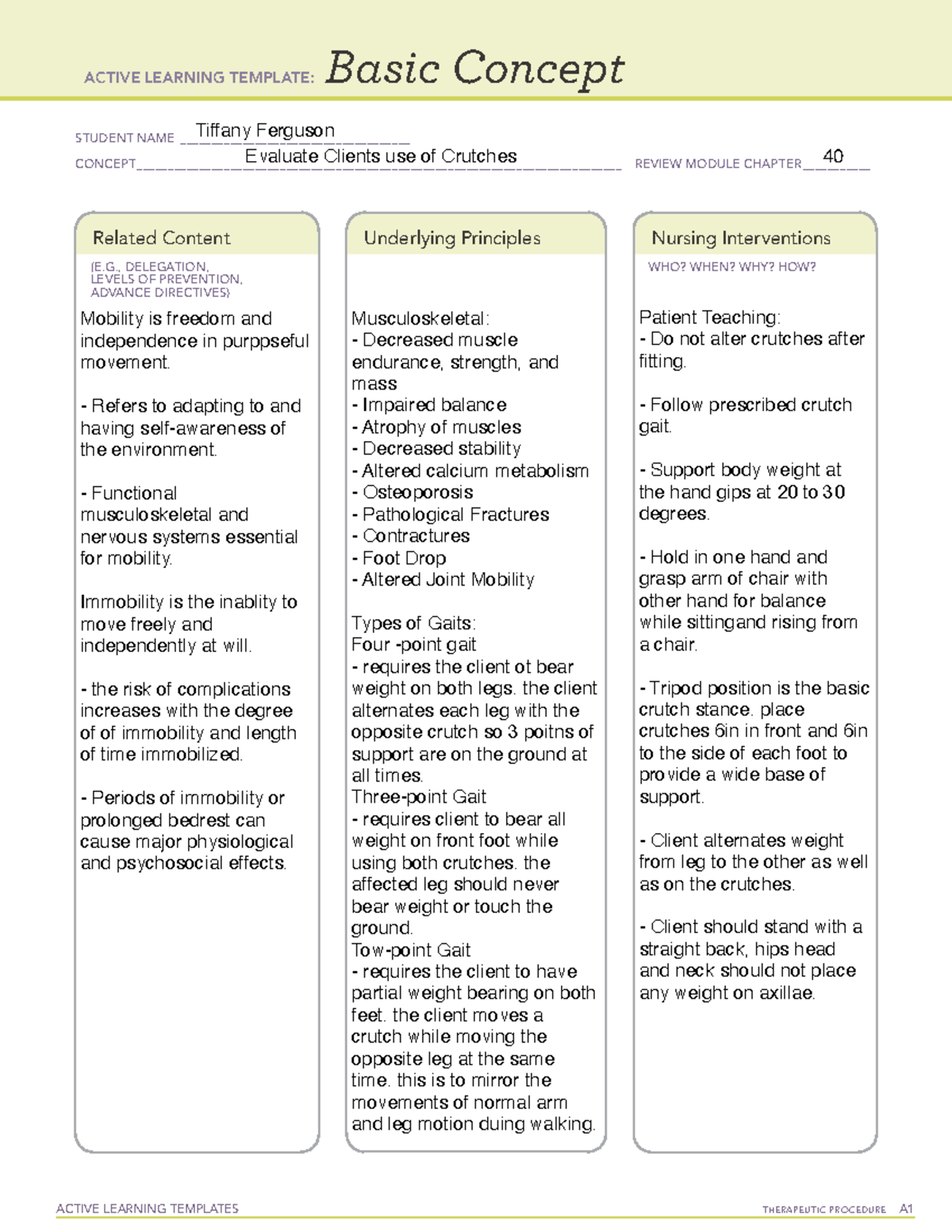 Active Learning Template: Therapeutic Procedures for Nursing Students ...