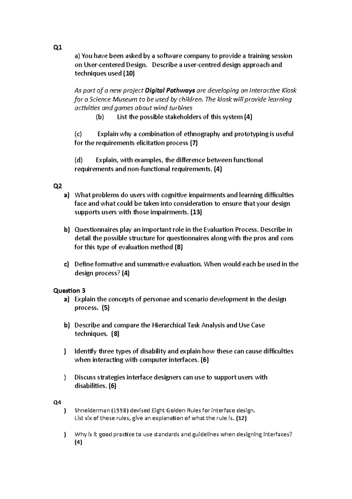 HCI 101: Past Exam Questions and Answers Overview - Studocu