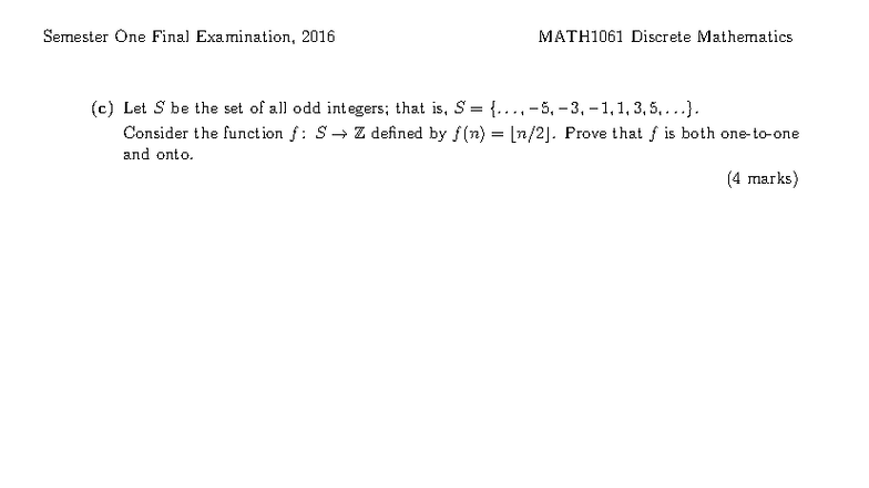 MATH1061 Semester One Final Exam Revision: Discrete Mathematics ...