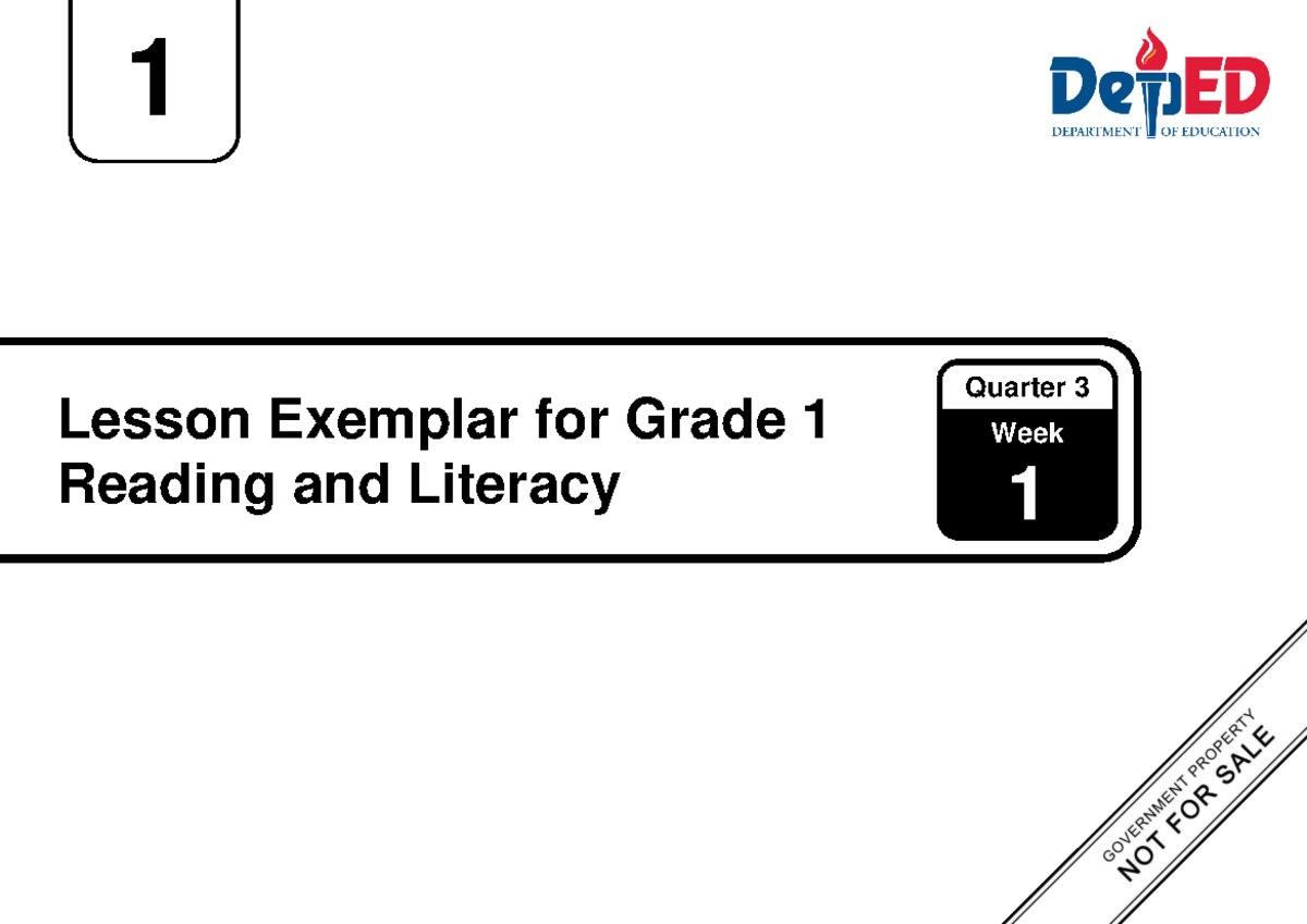 Grade 1 Reading & Literacy Lesson Exemplar Q3 W1 - Studocu