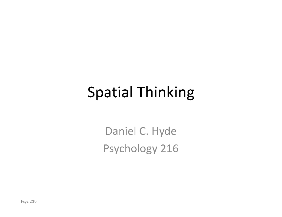 Psyc 216: Overview of Spatial Thinking and Navigation Concepts - Studocu