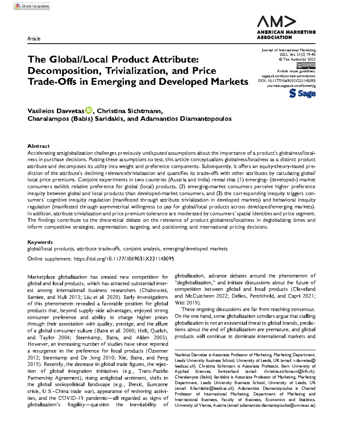 Davvetas et al. 2023: Global vs Local Product Attributes ...