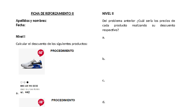 Semana 29 Ficha DE Reforzamiento II - FICHA DE REFORZAMIENTO II ...