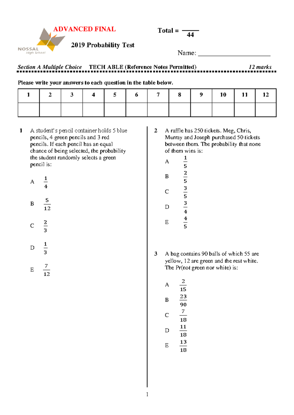 2019 10MA Advanced Probability Final Test Questions & Answers - Studocu