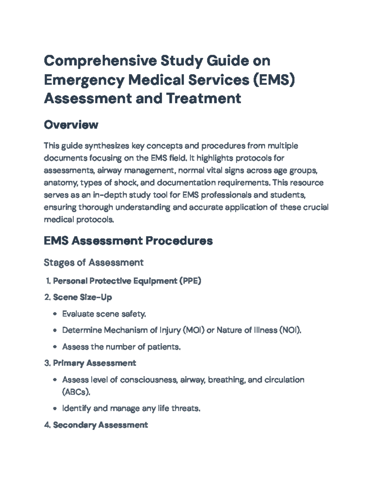 Comprehensive EMS Study Guide: Assessment and Treatment Protocols ...