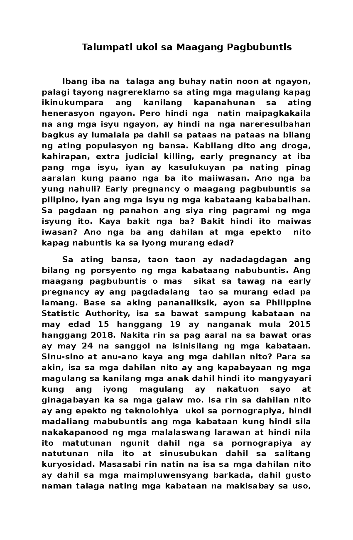 Talumpati - A perfect guide for you. - Talumpati ukol sa Maagang ...