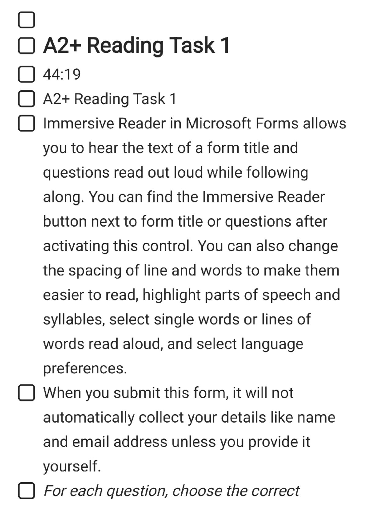 Reading Task 1: Immersive Reader Features and Club Recommendations ...