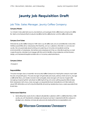 D433 Task 1 - N/A. - D433 Task 1 Talent Acquisition and Development ...