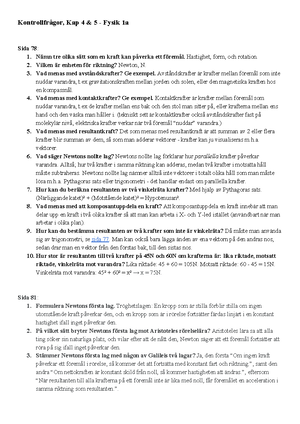 Fysik 1 - uppgifter och övningar - FY 1: F01 Rörelse och Newton’s lagar - Hastighet Centralt ...