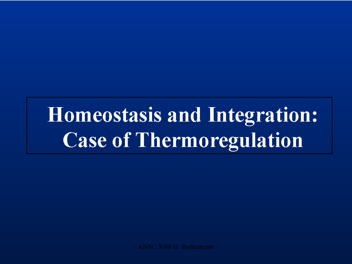 Homeostasis and Thermoregulation: ANSC 3080 Case Study Insights - Studocu
